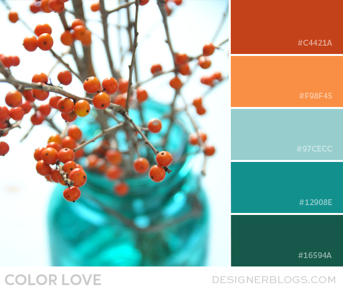 Color Love | Orange and Teal - DesignerBlogs.com Color Love | Orange and Teal - DesignerBlogs.com
