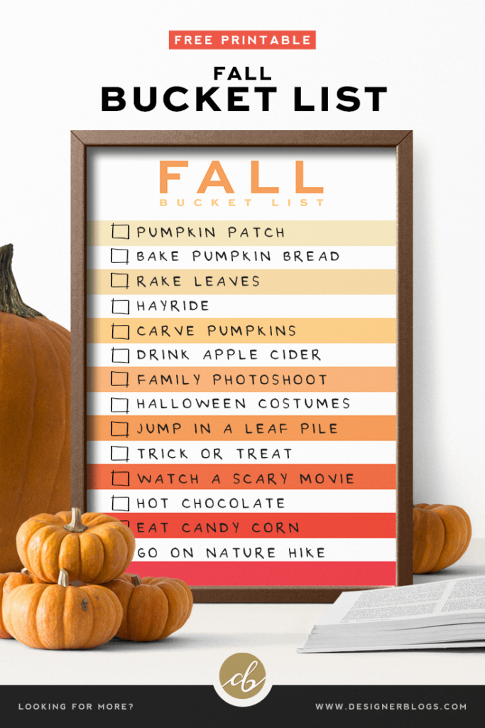 Fall Bucket List Printable | DesignerBlogs.com
