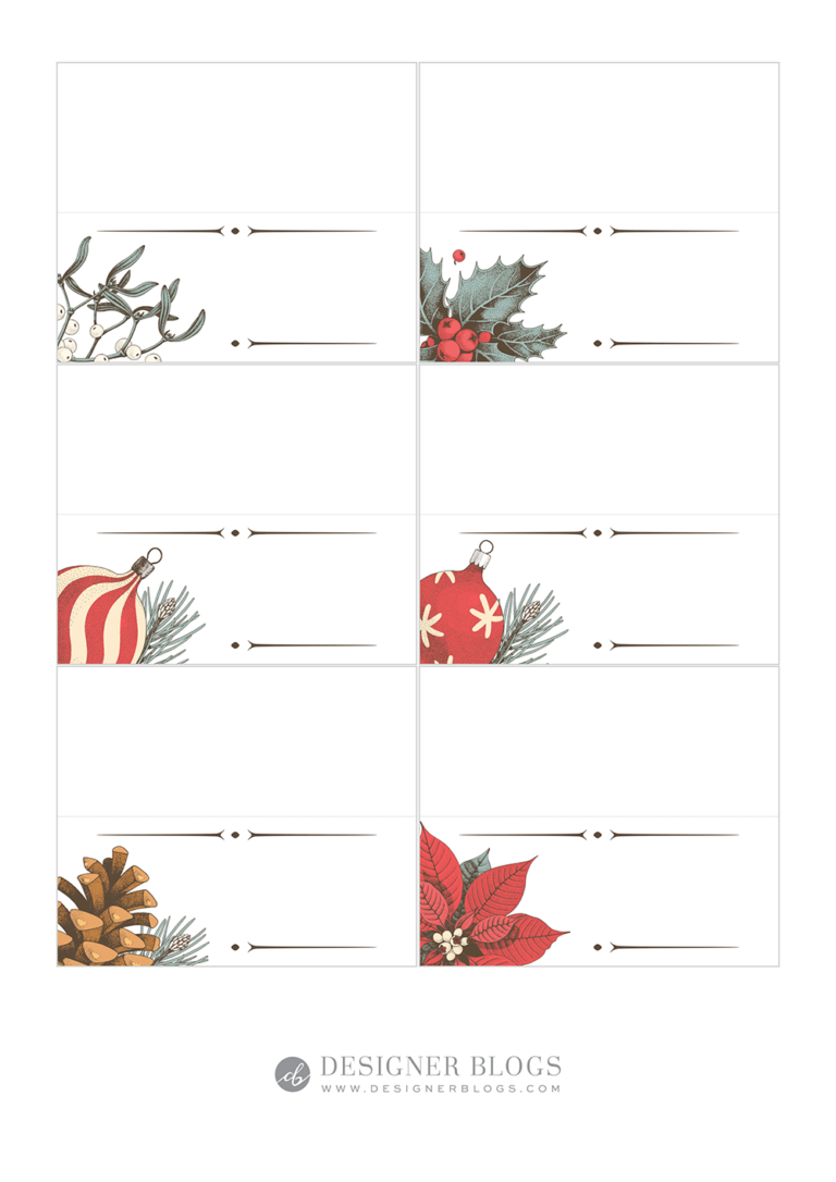 6 Free Printable Christmas Table Tags: DIY Holiday Decor - Designer Blogs